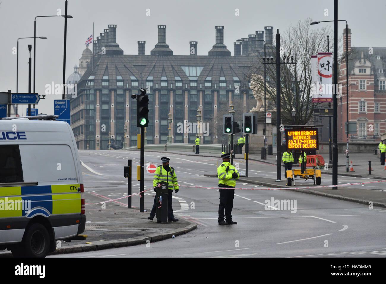 Westminster Bridge, London, UK. 23rd Mar, 2017. Westminster Bridge is ...