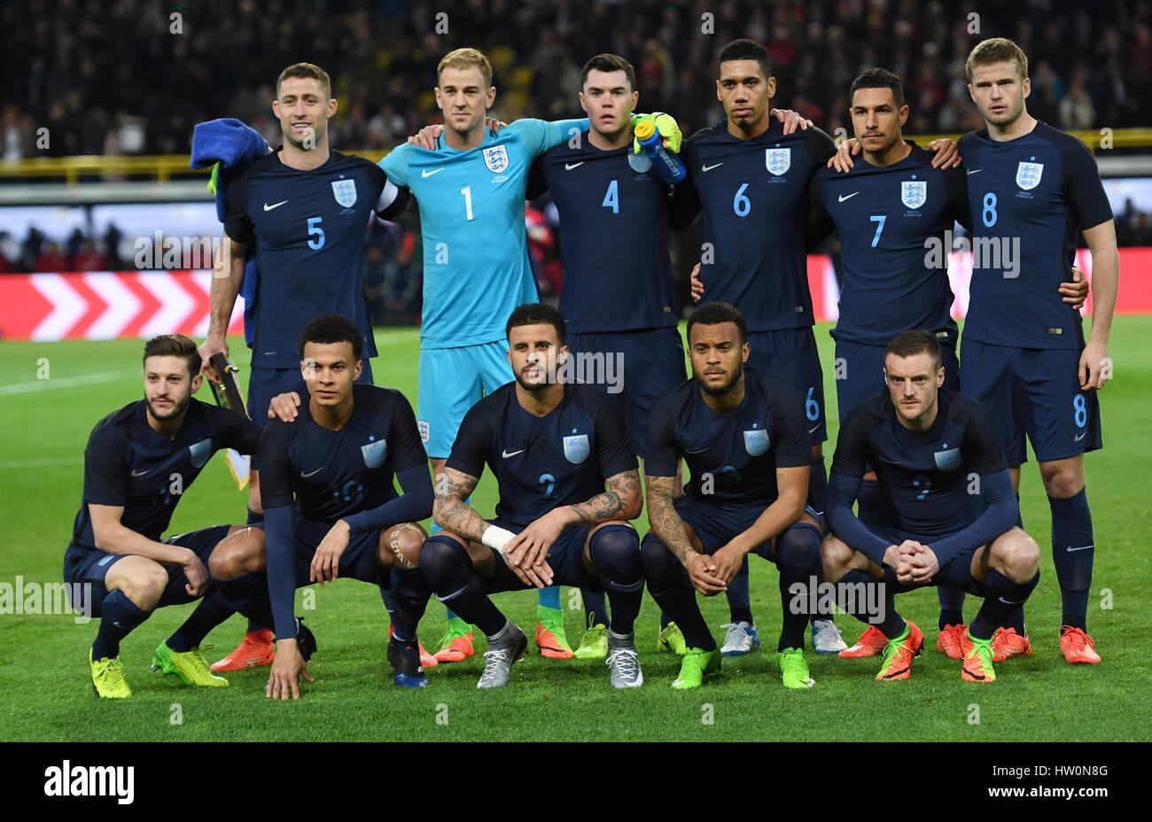 Dortmund, Germany. 22nd Mar, 2017. The English team before the ...
