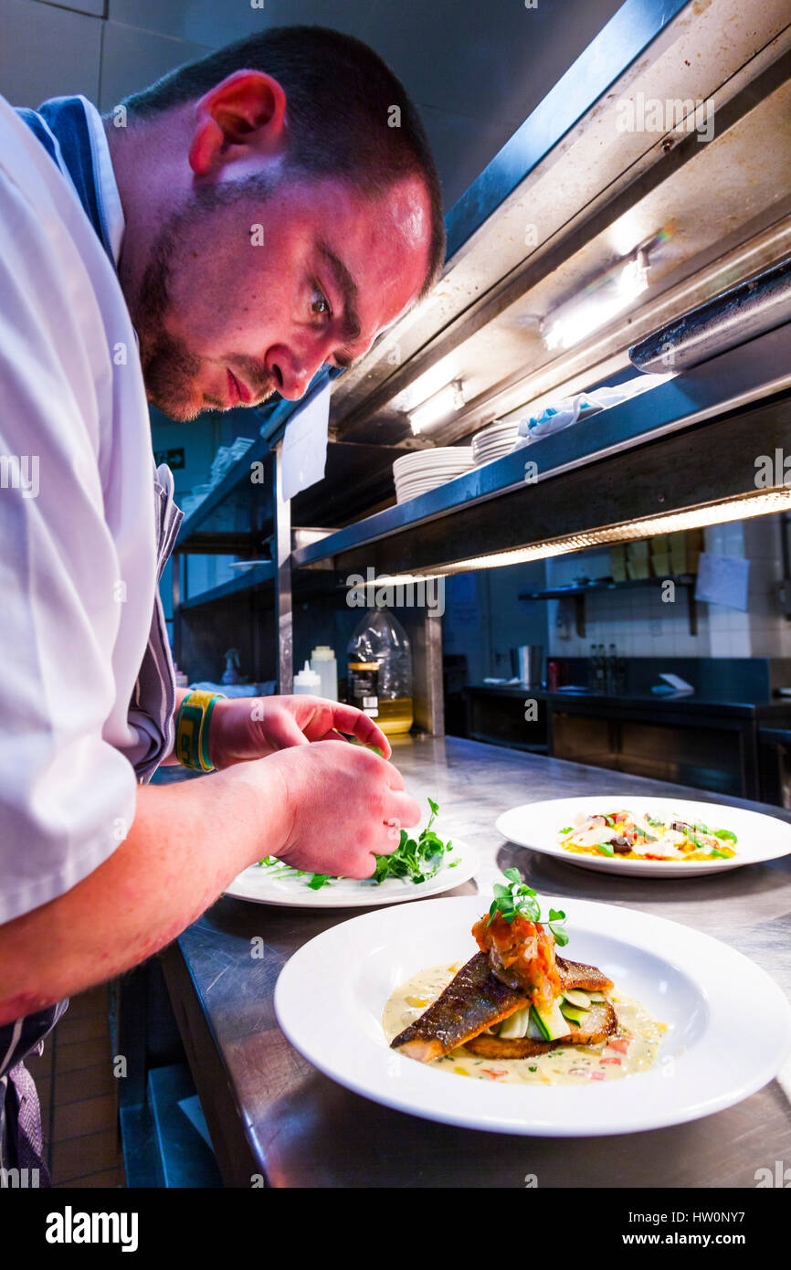 Professional chef preparing food in the kitchen Stock Photo - Alamy