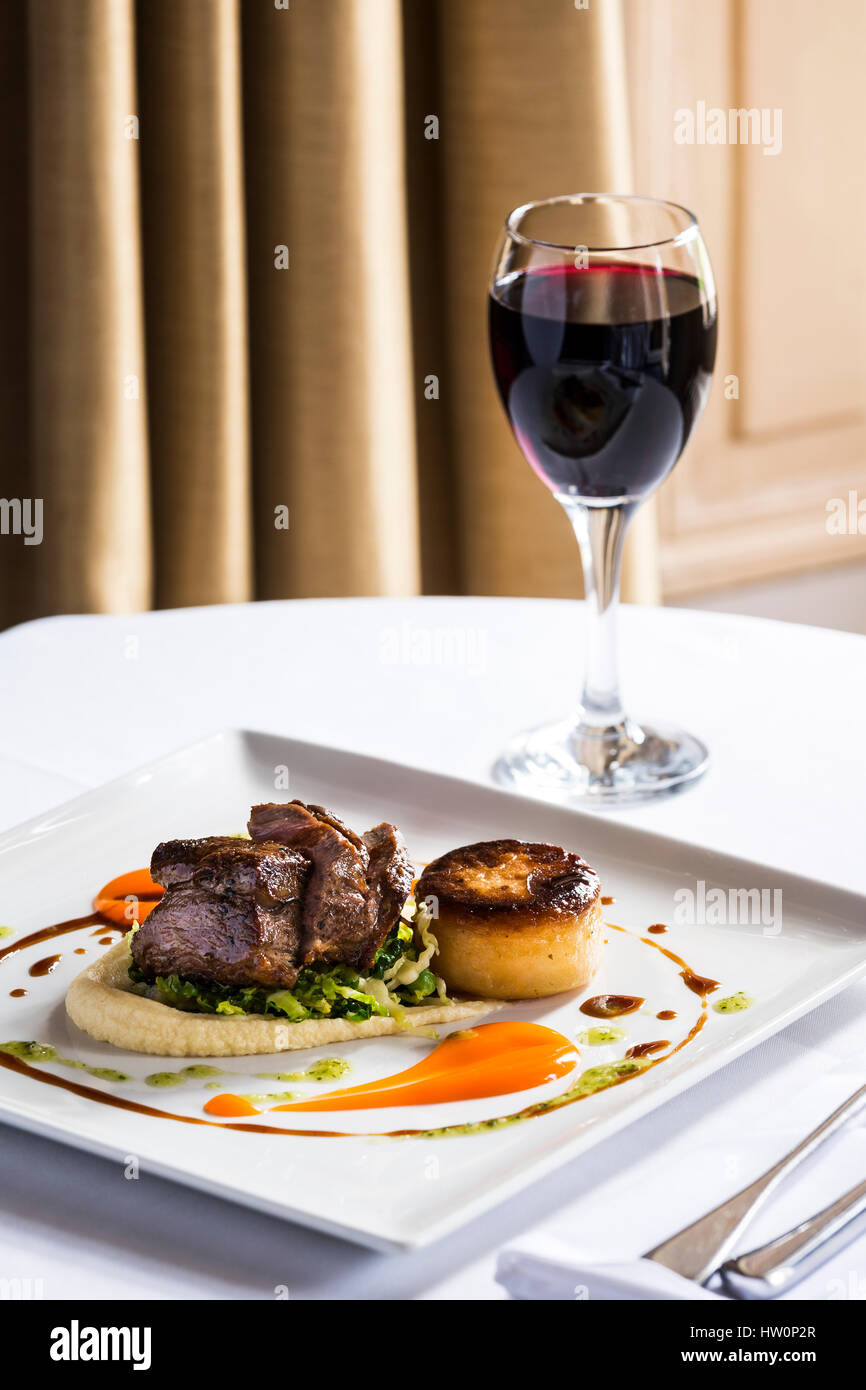 Restaurant fine dining plate and setting Stock Photo - Alamy