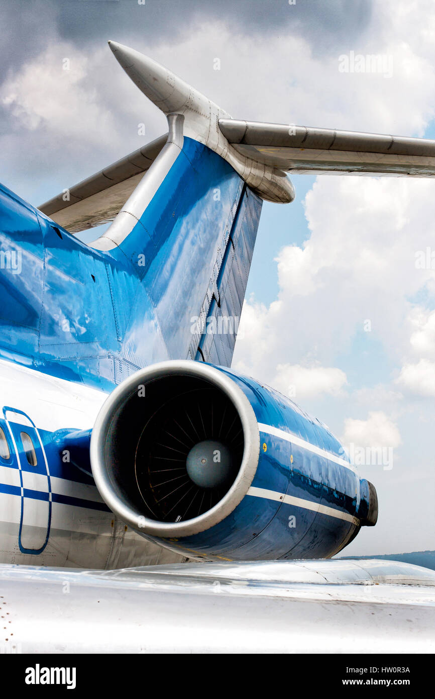Engine and tail detail of business jet airplane Stock Photo - Alamy