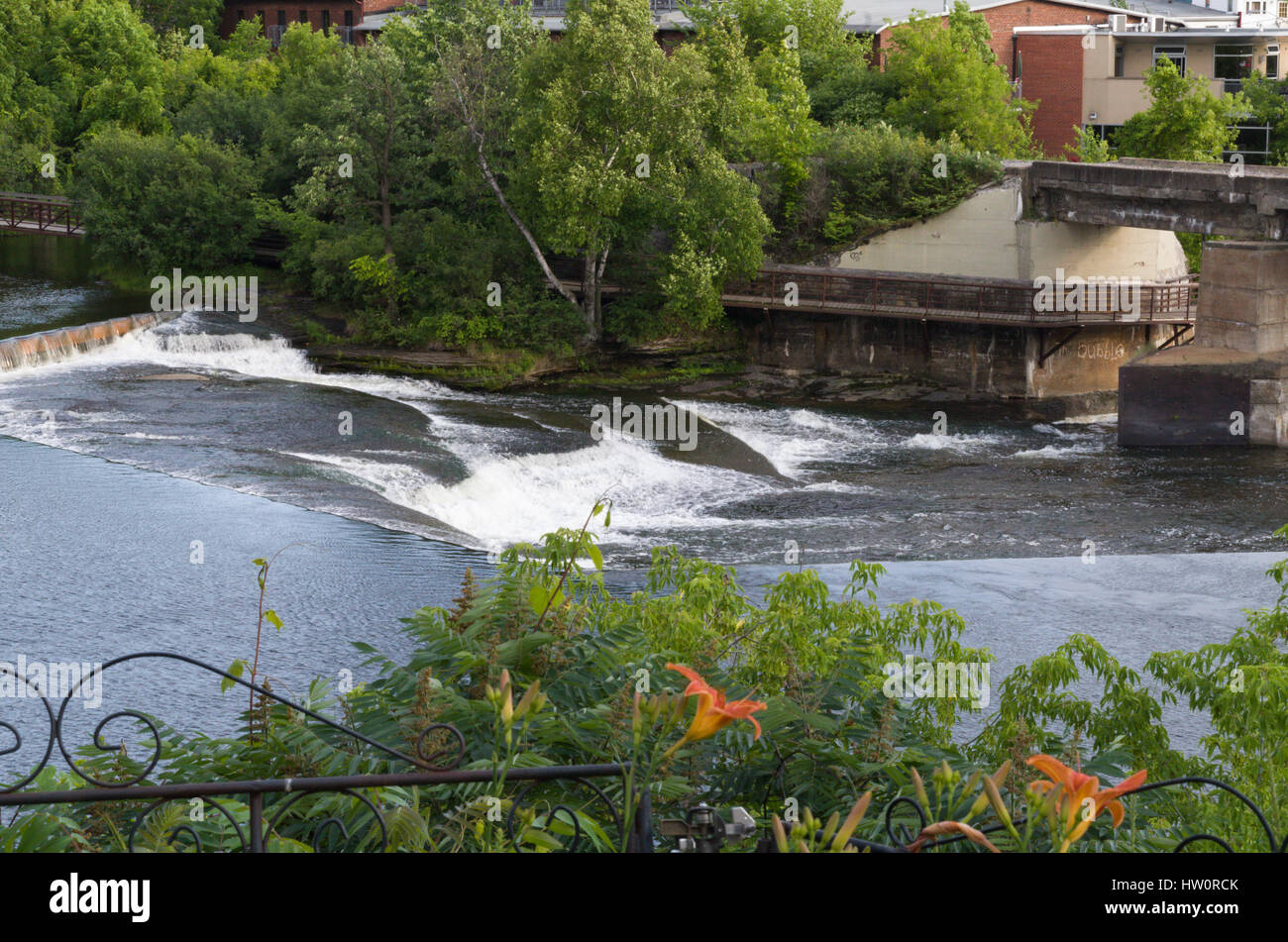 Overlooking Mississippi River upper falls at Almonte Ontario Stock ...