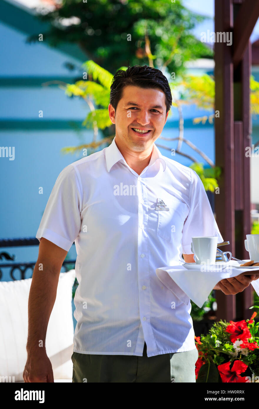 Turkish waiter with tray Stock Photo - Alamy