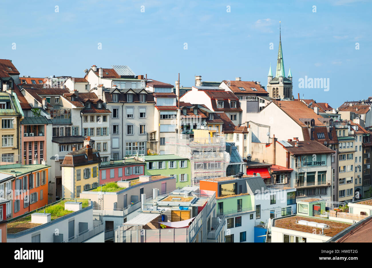 Lausanne, Switzerland, view of the city from the cathedral hill Stock ...