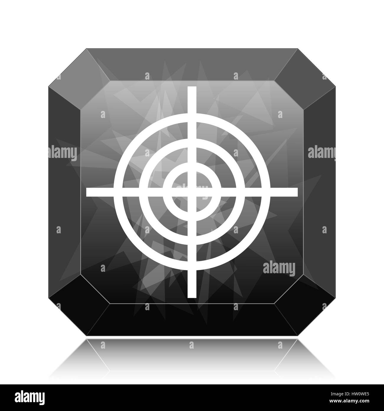 Target icon, black website button on white background Stock Photo - Alamy