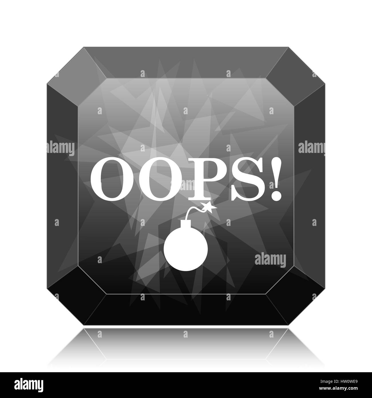 Oops icon, black website button on white background Stock Photo - Alamy