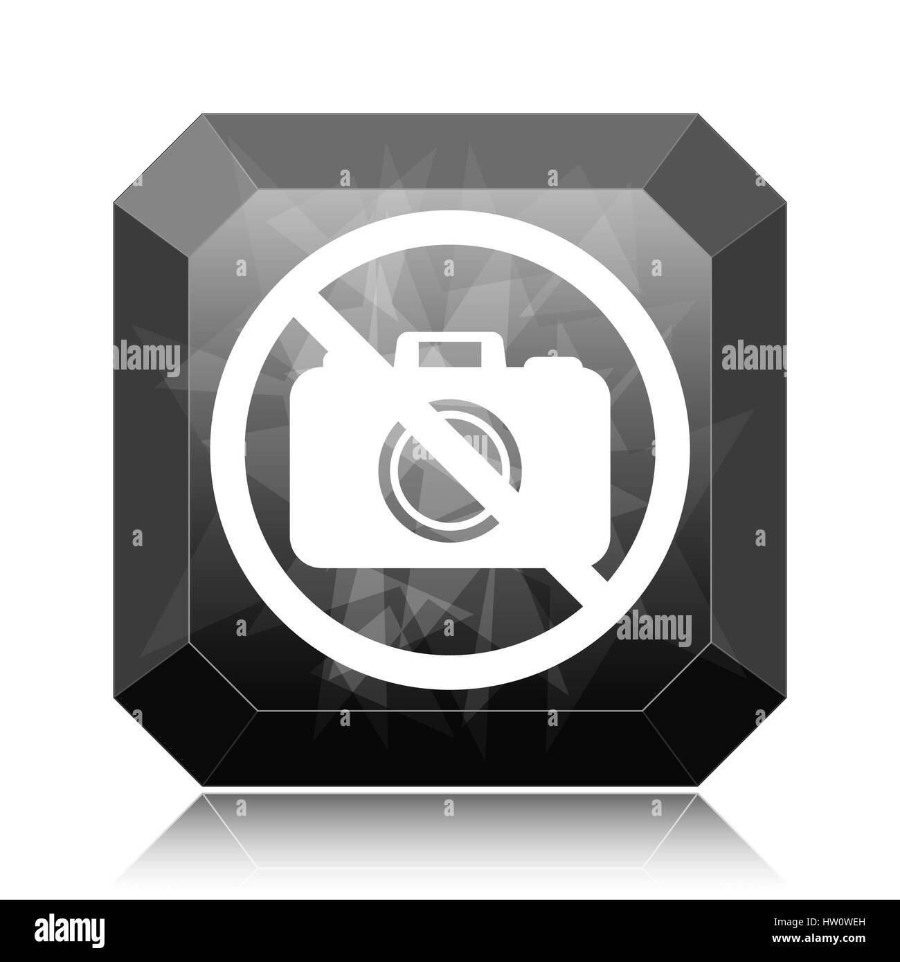 Forbidden camera icon, black website button on white background Stock ...