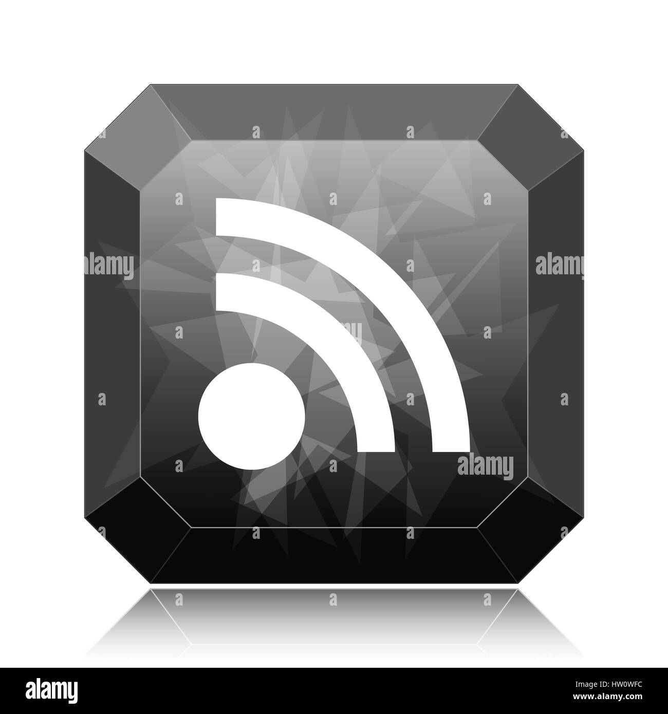 Rss sign icon, black website button on white background Stock Photo - Alamy
