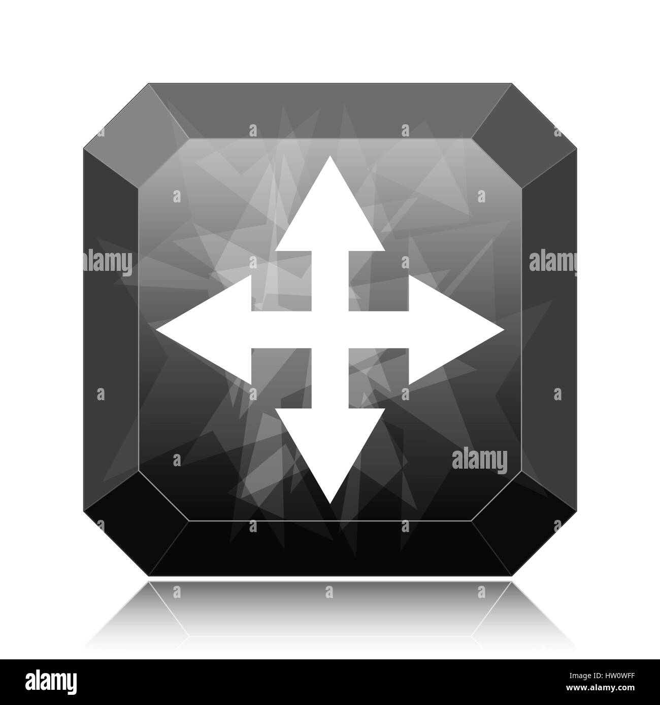 Full screen icon, black website button on white background Stock Photo ...