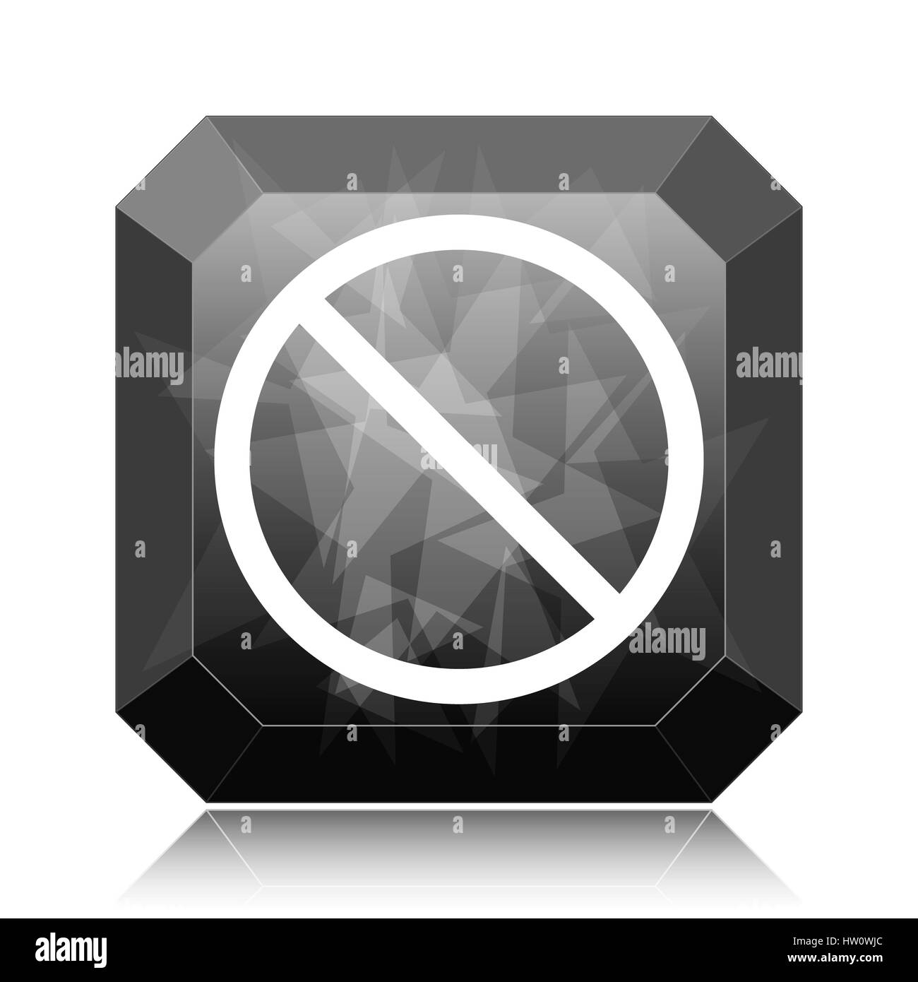 Forbidden icon, black website button on white background Stock Photo ...