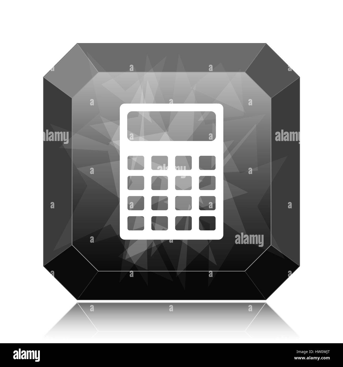 Calculator icon, black website button on white background Stock Photo ...