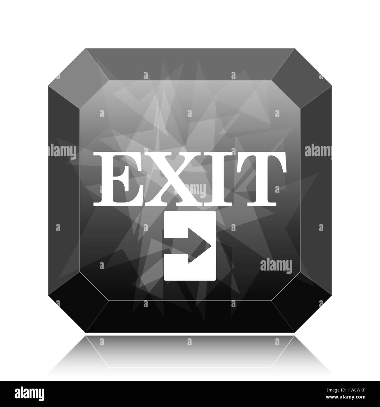 Exit icon, black website button on white background Stock Photo - Alamy