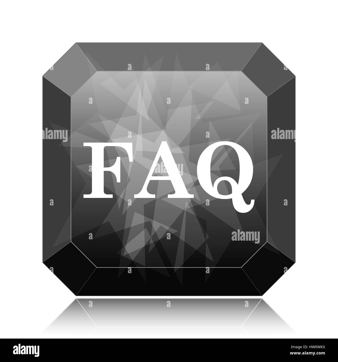FAQ icon, black website button on white background Stock Photo - Alamy
