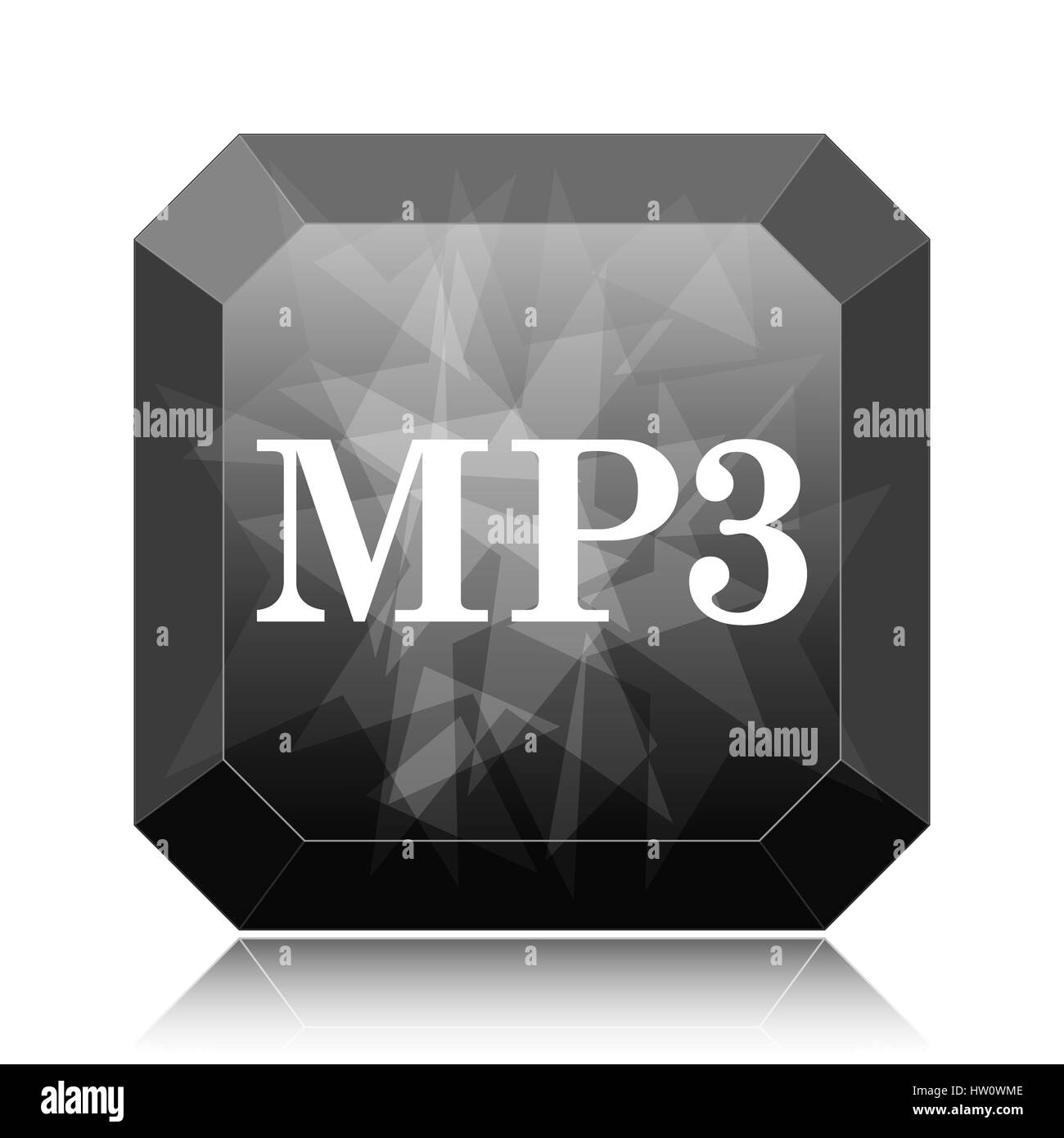 MP3 icon, black website button on white background Stock Photo - Alamy