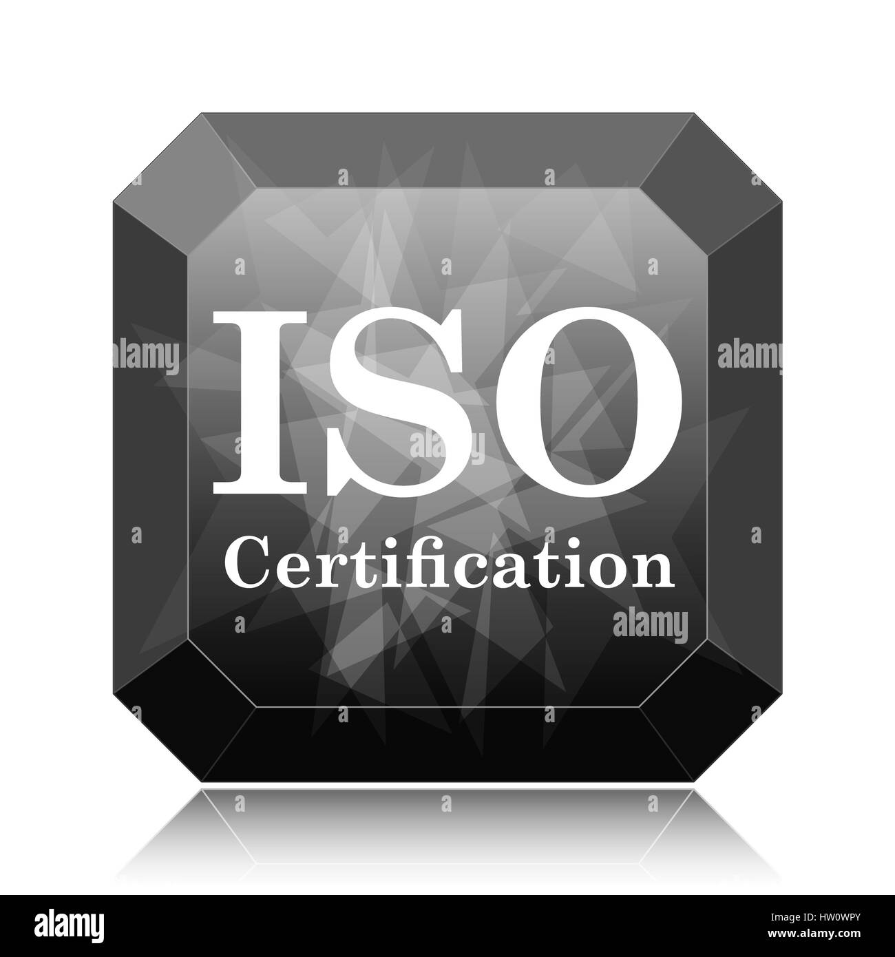 ISO certification icon, black website button on white background Stock ...