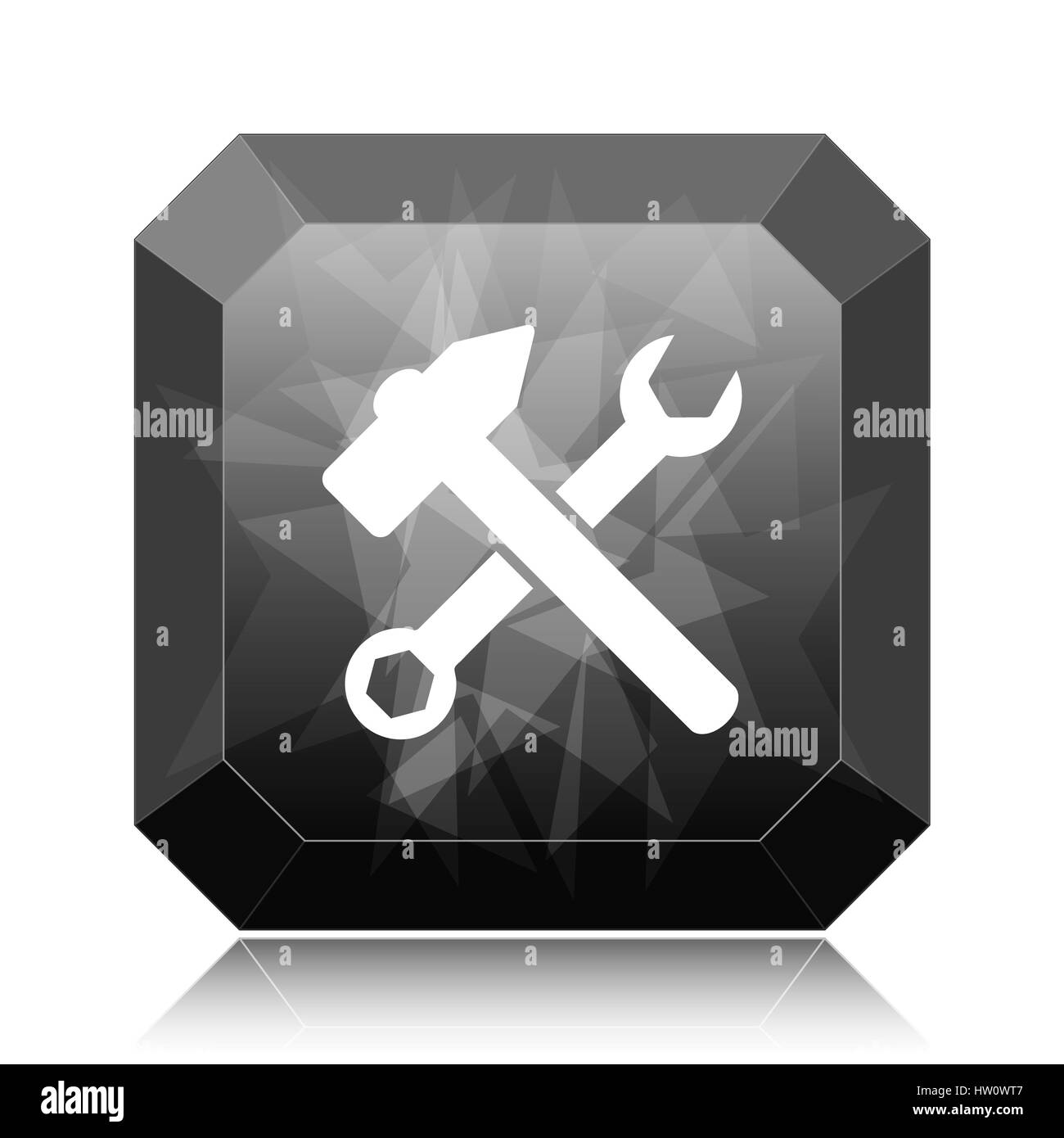 Tools icon, black website button on white background Stock Photo - Alamy