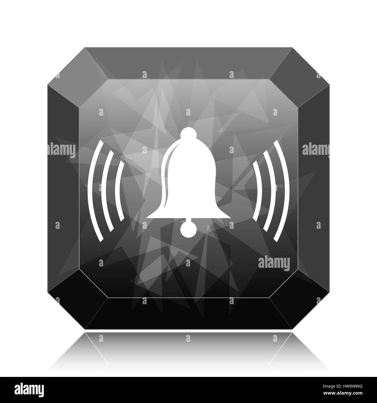 Bell icon, black website button on white background Stock Photo - Alamy