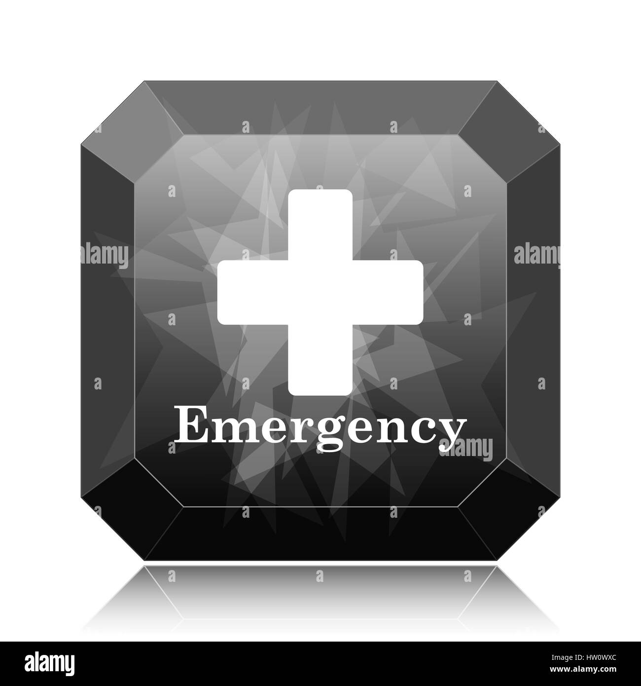 Emergency icon, black website button on white background Stock Photo ...
