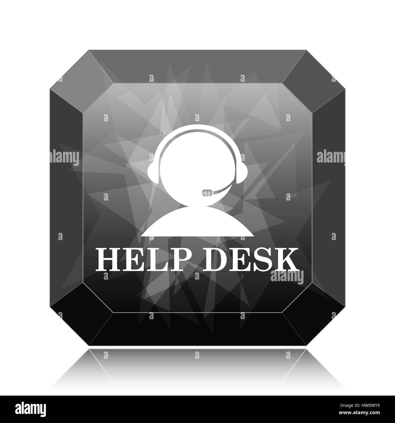 Helpdesk icon, black website button on white background Stock Photo - Alamy
