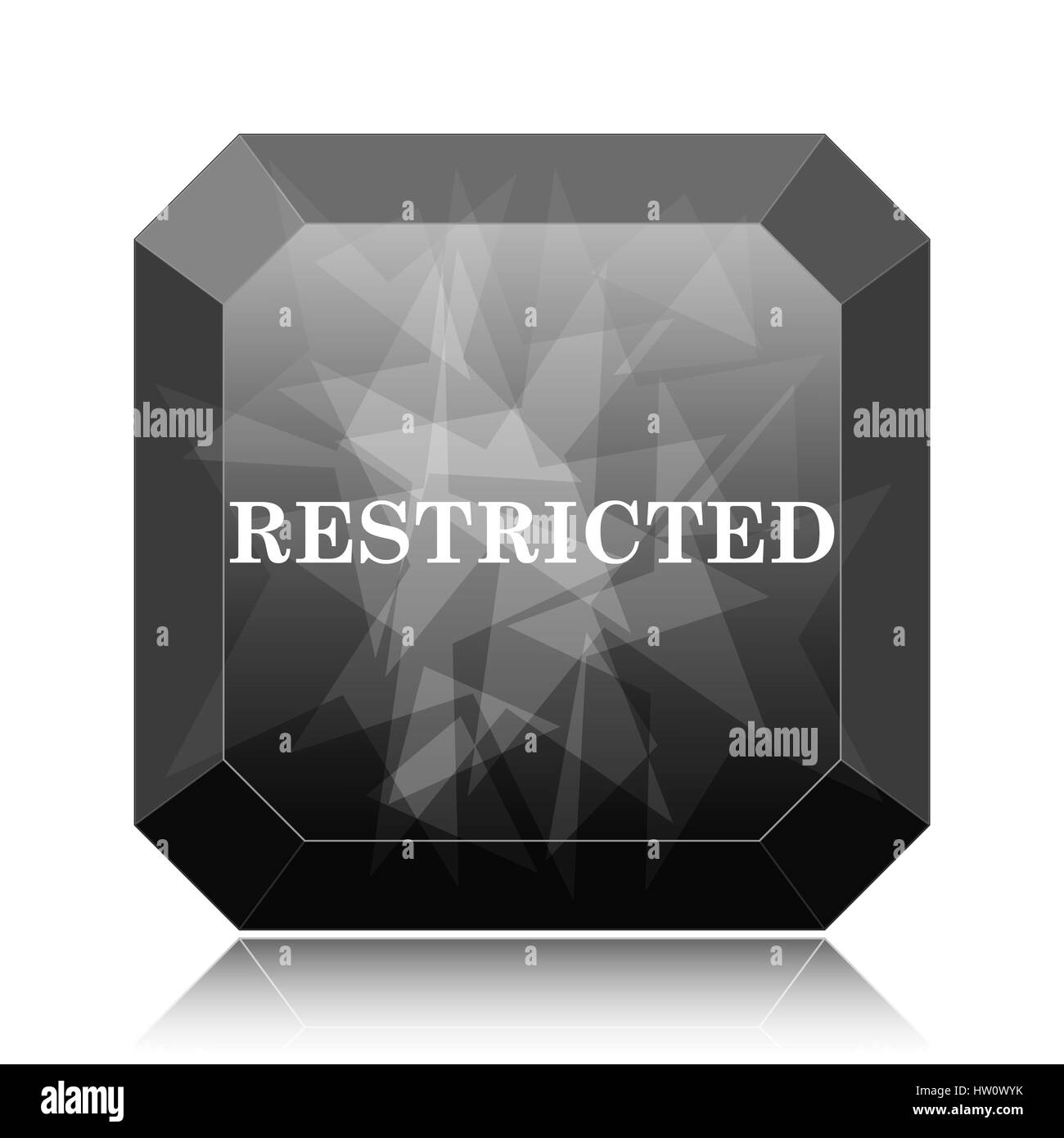 Restricted icon, black website button on white background Stock Photo ...