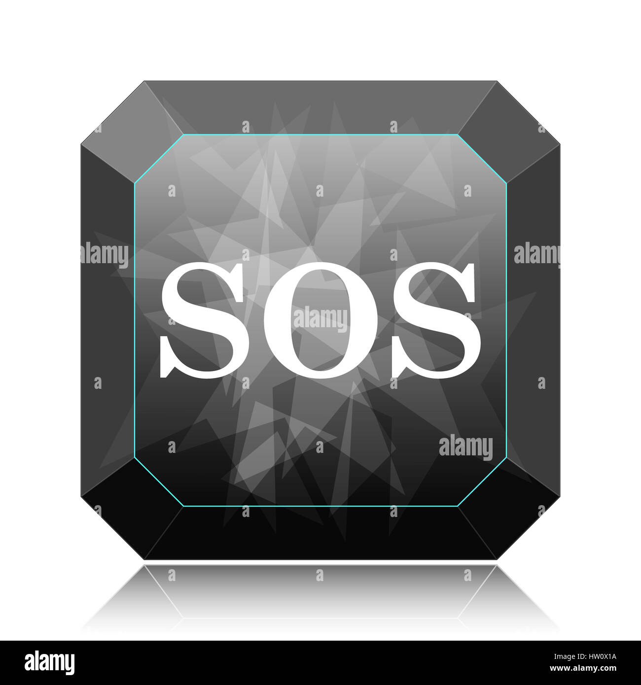 SOS icon, black website button on white background Stock Photo - Alamy