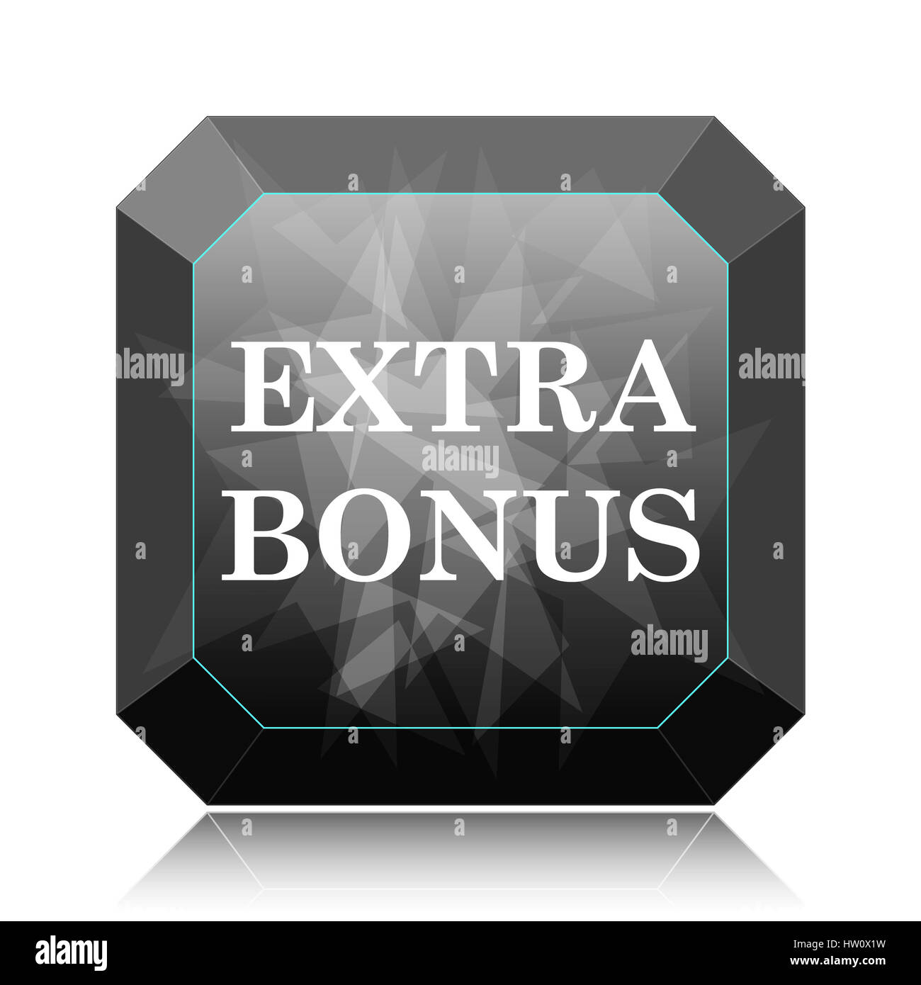 Extra bonus icon, black website button on white background Stock Photo ...