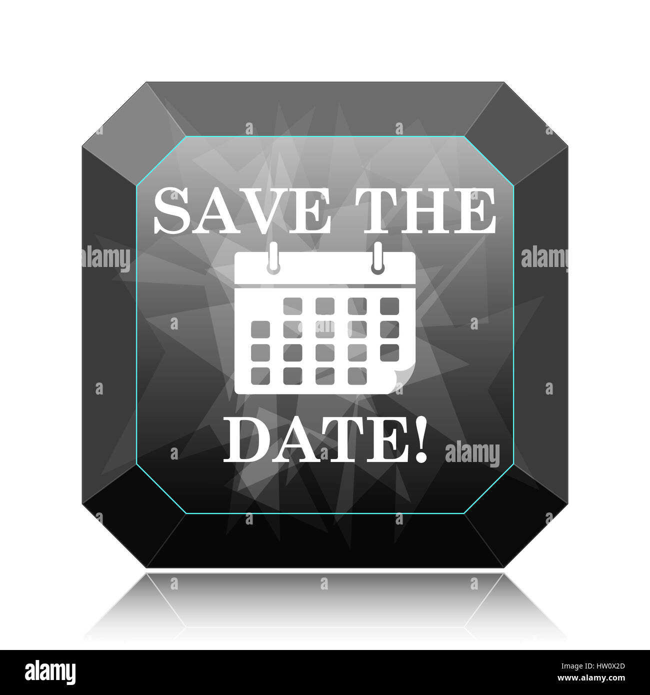 Save the date icon, black website button on white background Stock ...