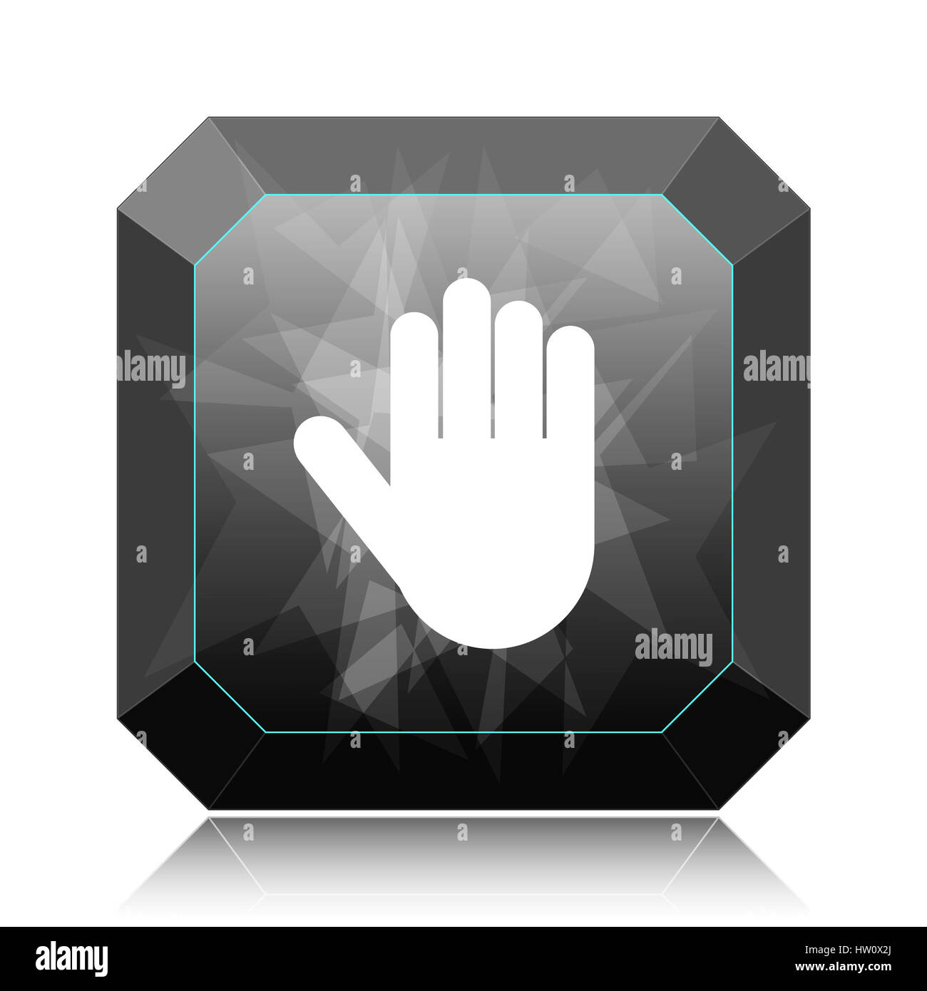Stop icon, black website button on white background Stock Photo - Alamy