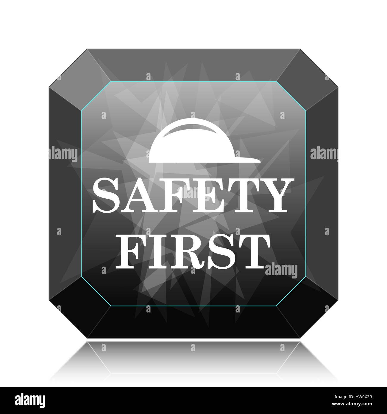 Safety first icon, black website button on white background Stock Photo ...