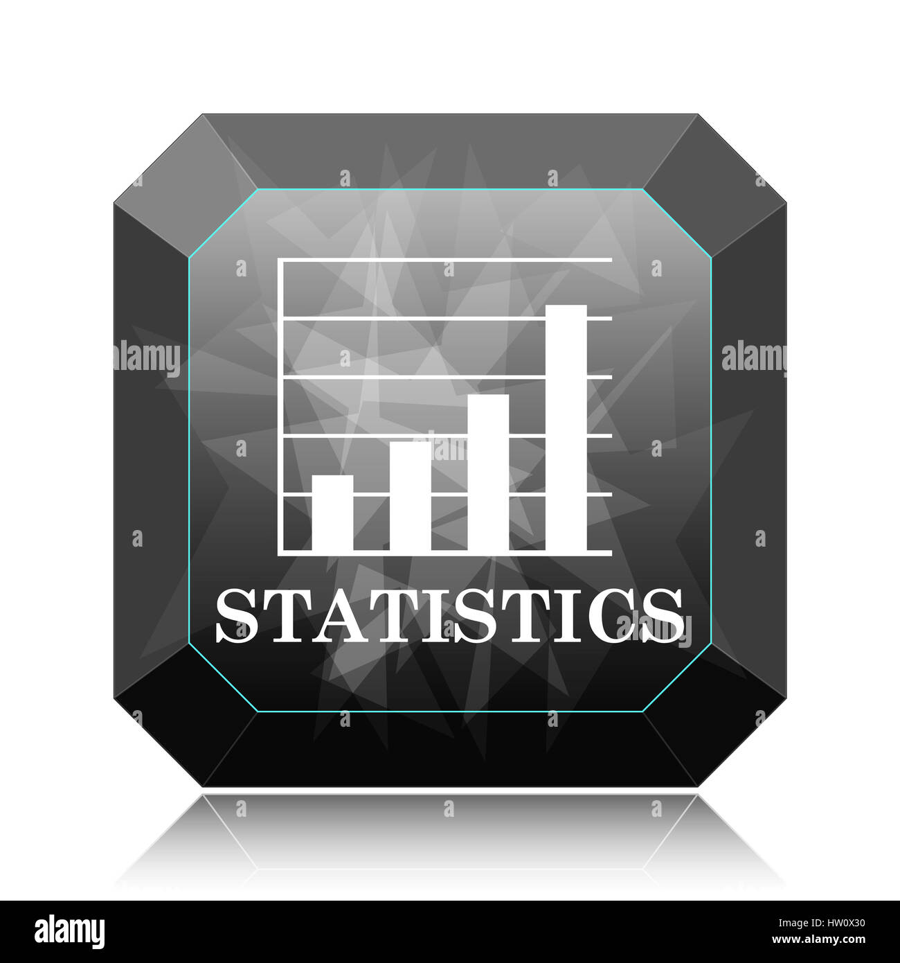 Statistics icon, black website button on white background Stock Photo ...