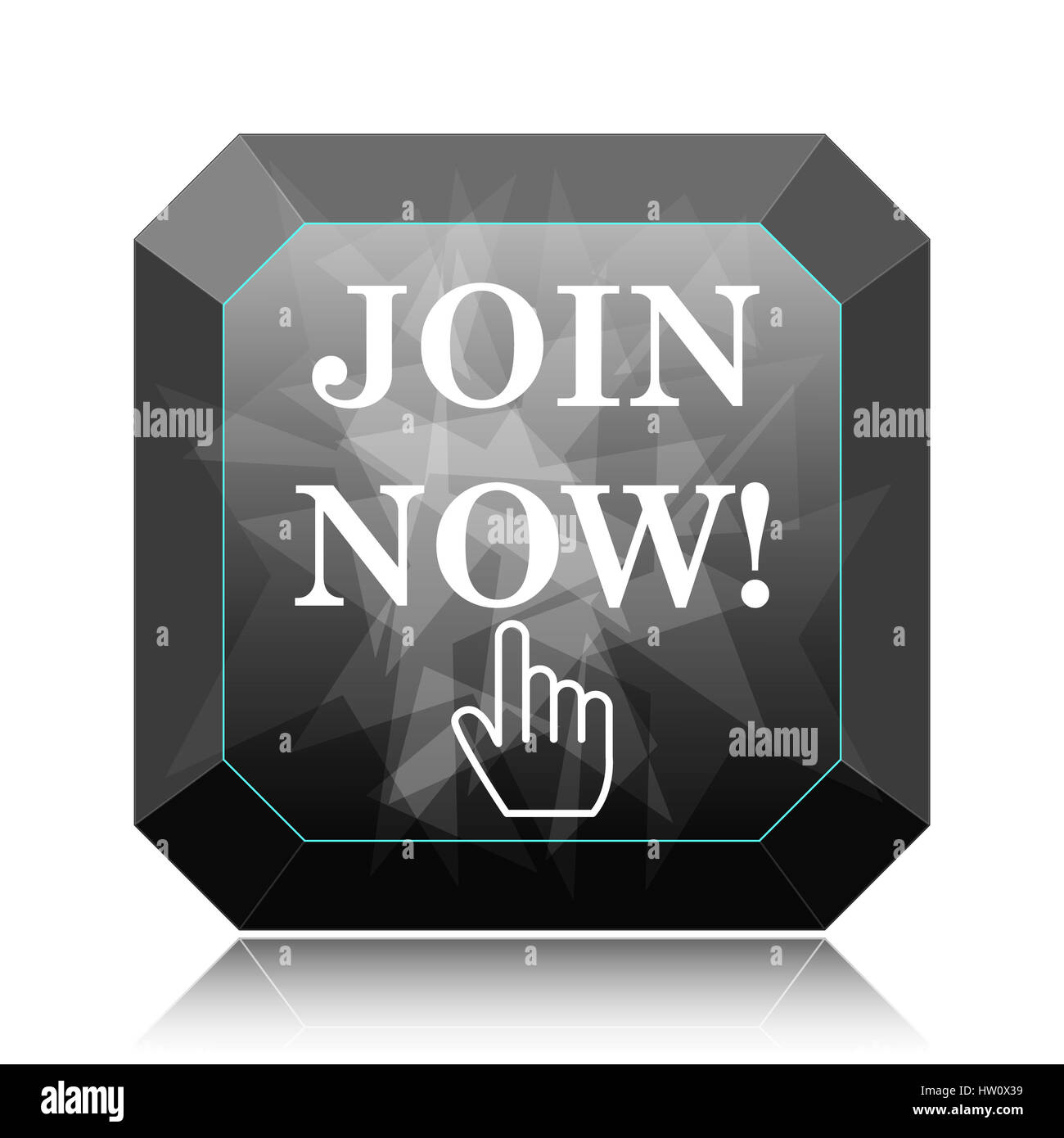 Join now icon, black website button on white background Stock Photo - Alamy