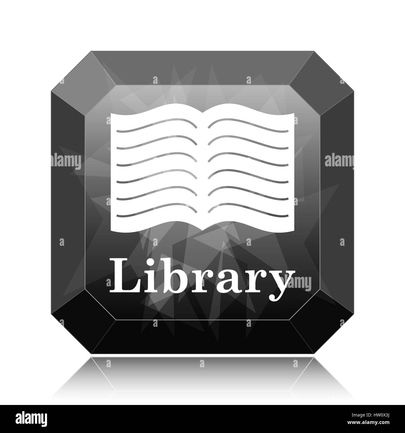 Library icon, black website button on white background Stock Photo - Alamy