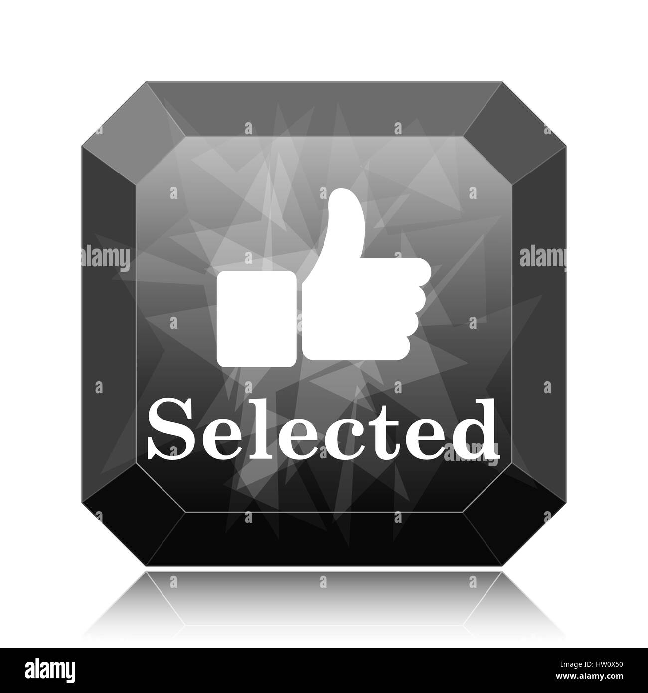 Selected icon, black website button on white background Stock Photo - Alamy