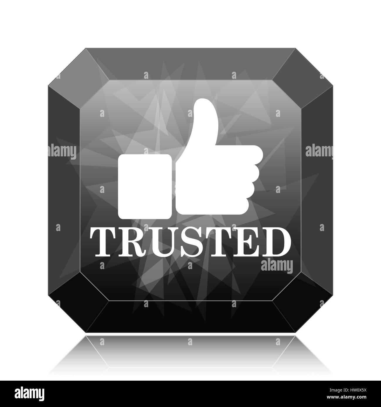 Trusted icon, black website button on white background Stock Photo - Alamy