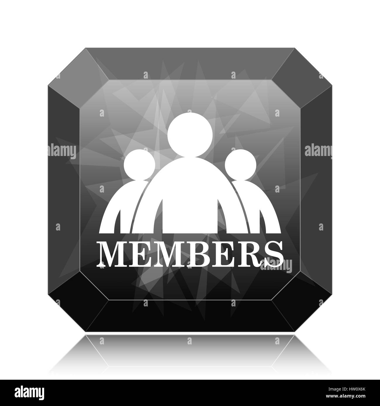 Members icon, black website button on white background Stock Photo - Alamy