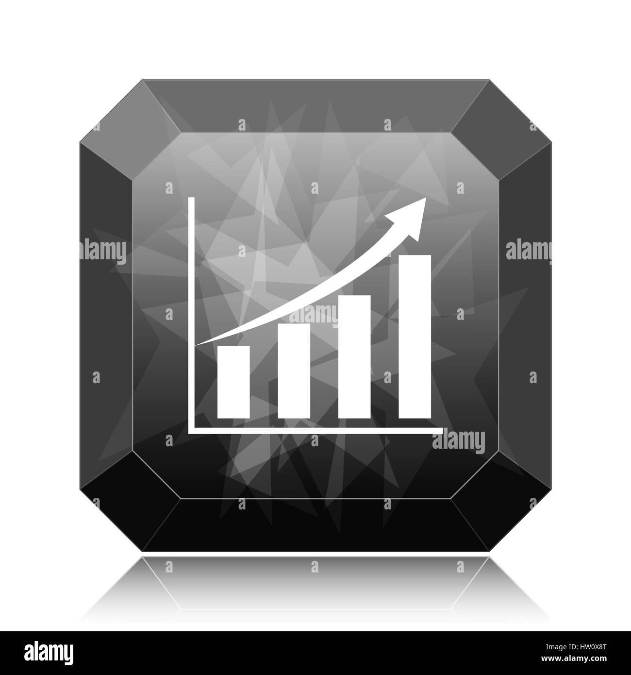 Chart icon, black website button on white background Stock Photo - Alamy
