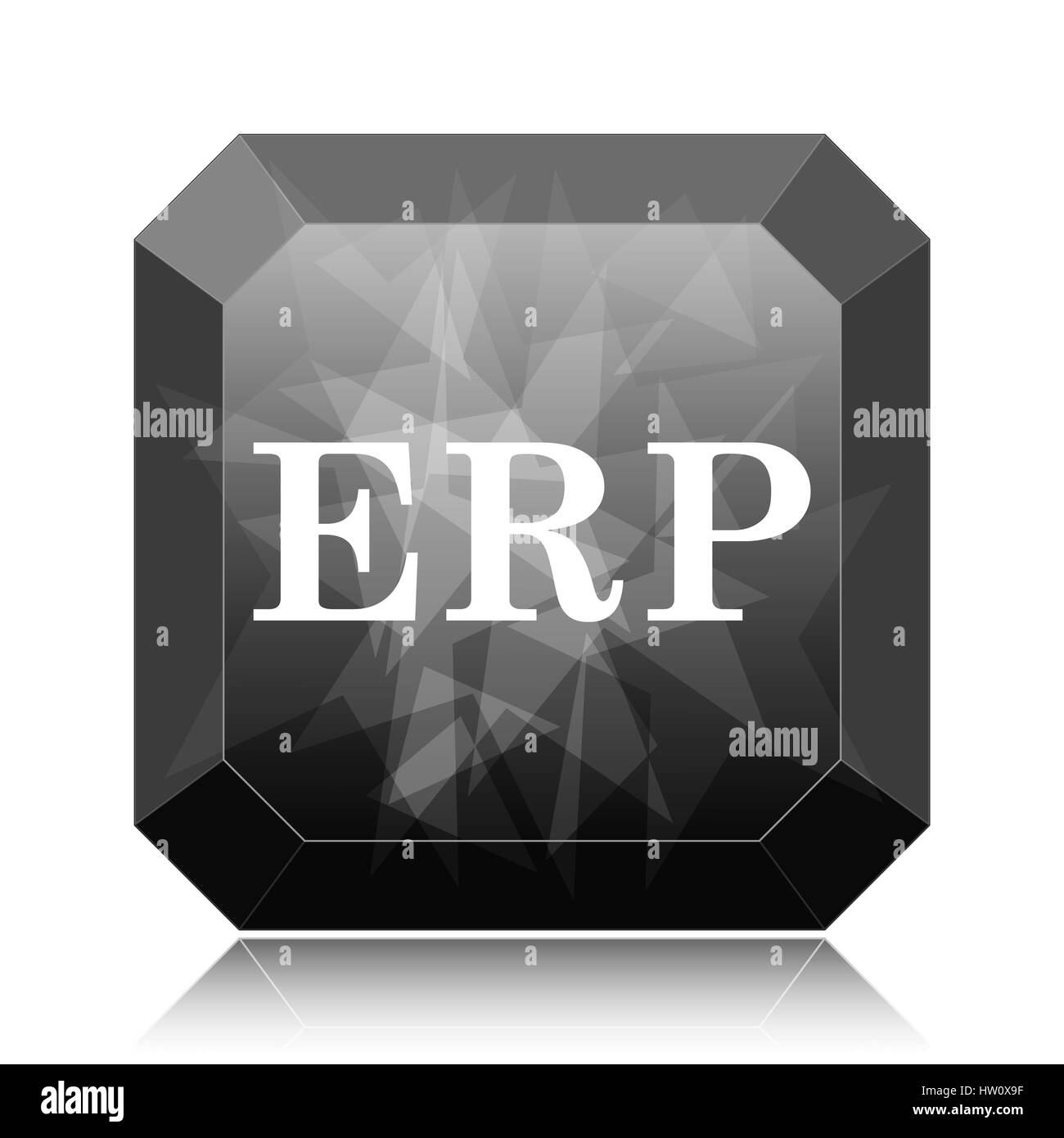 ERP icon, black website button on white background Stock Photo - Alamy