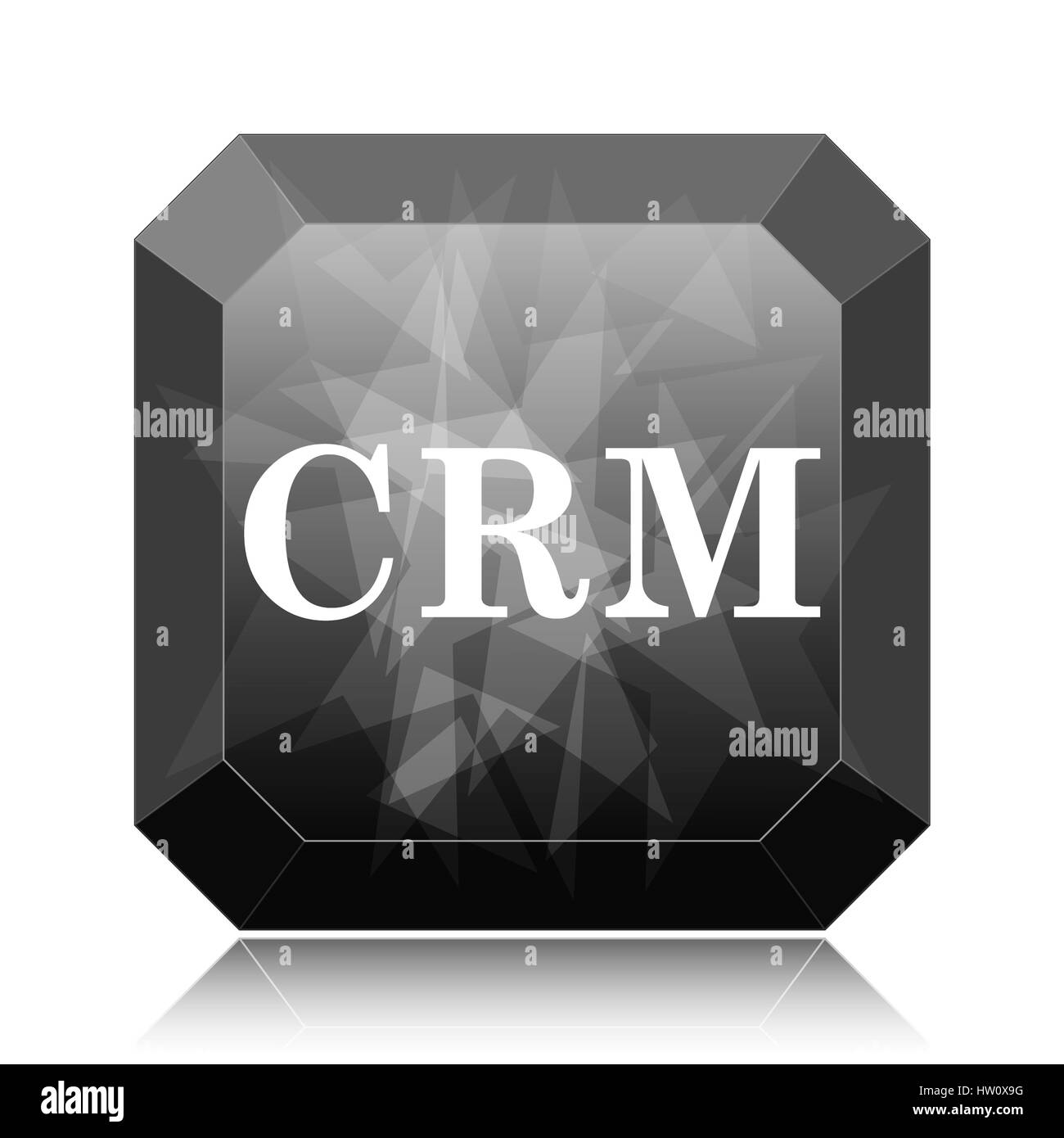 CRM icon, black website button on white background Stock Photo - Alamy