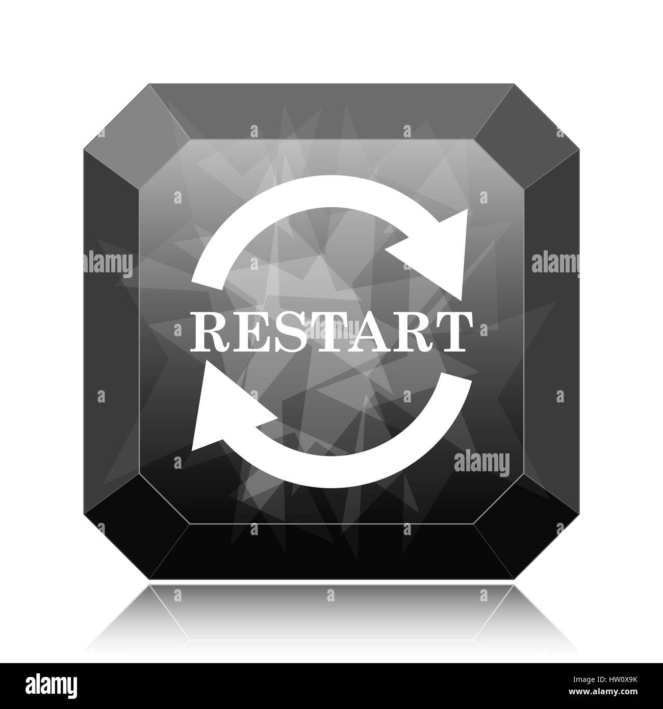 Restart icon, black website button on white background Stock Photo - Alamy