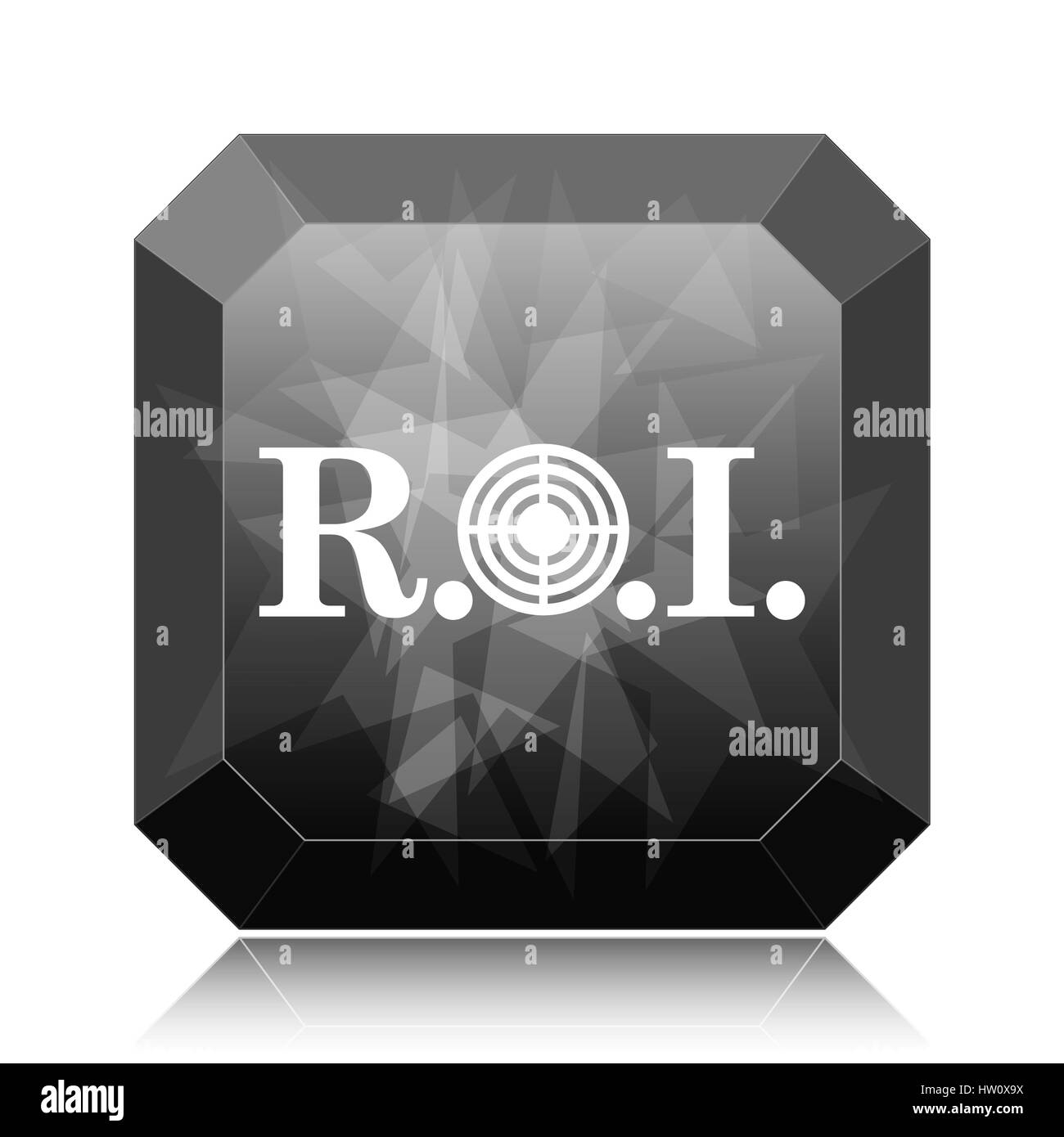ROI icon, black website button on white background Stock Photo - Alamy