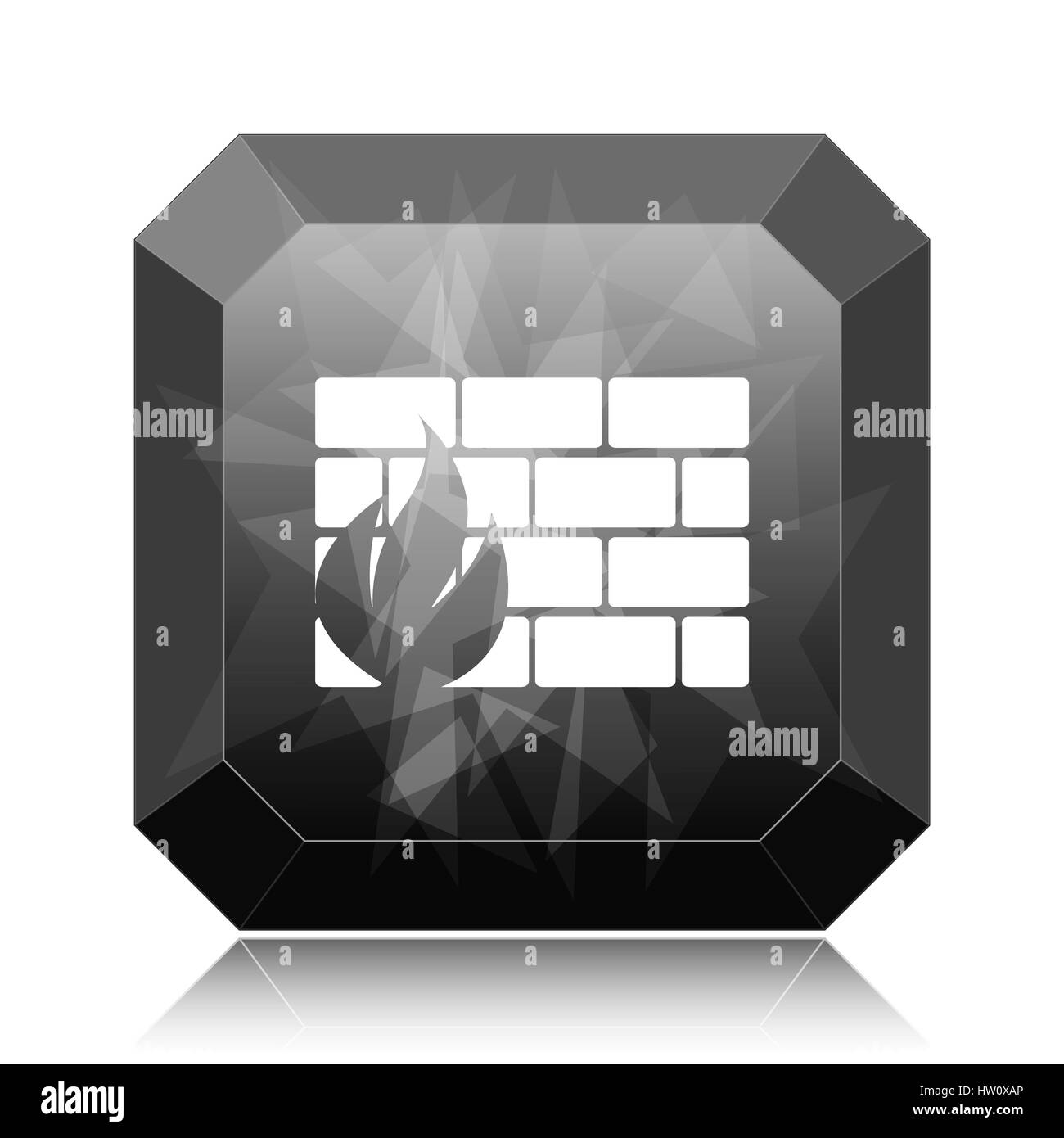 Firewall icon, black website button on white background Stock Photo - Alamy