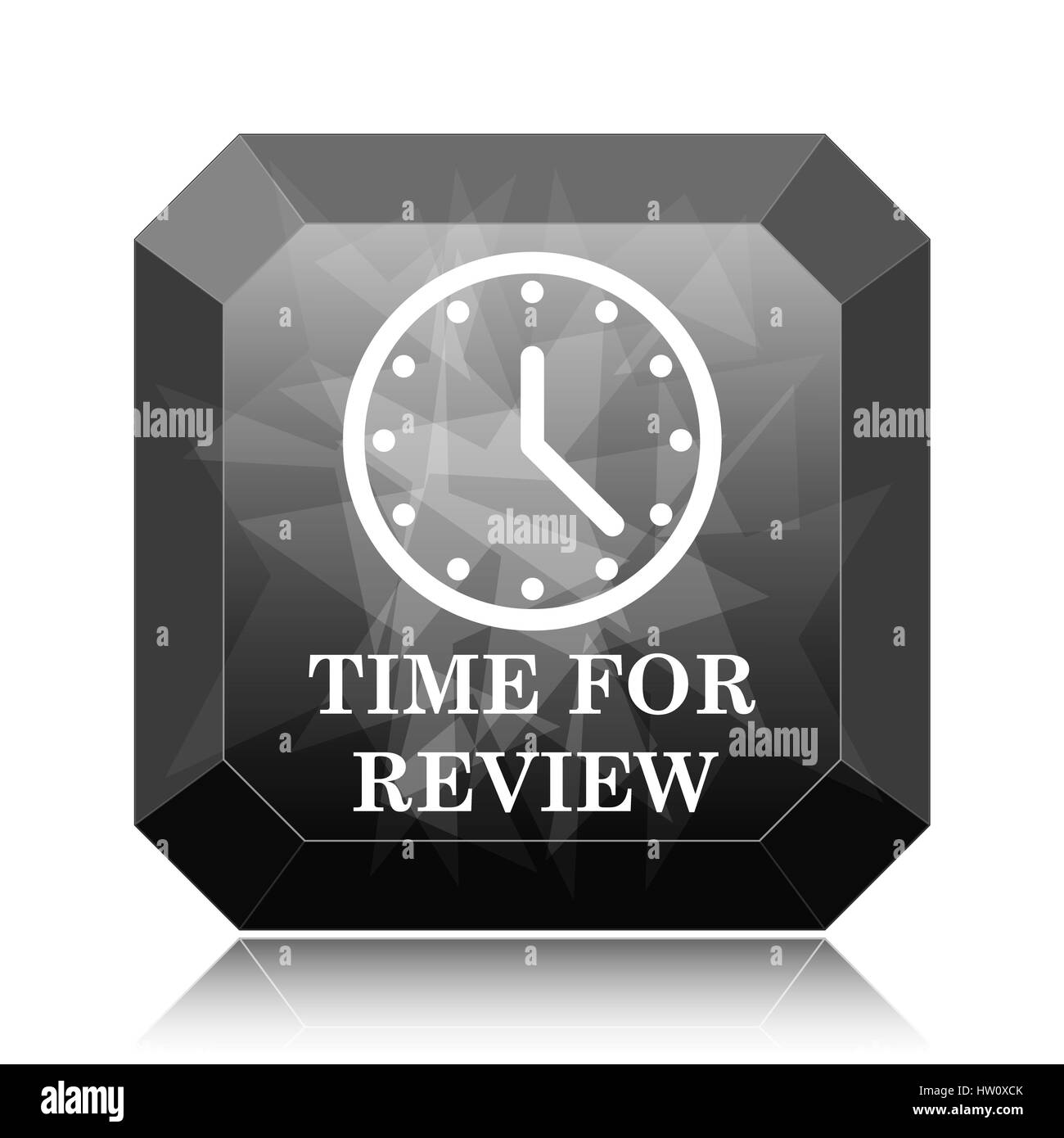 Time for review icon, black website button on white background Stock ...