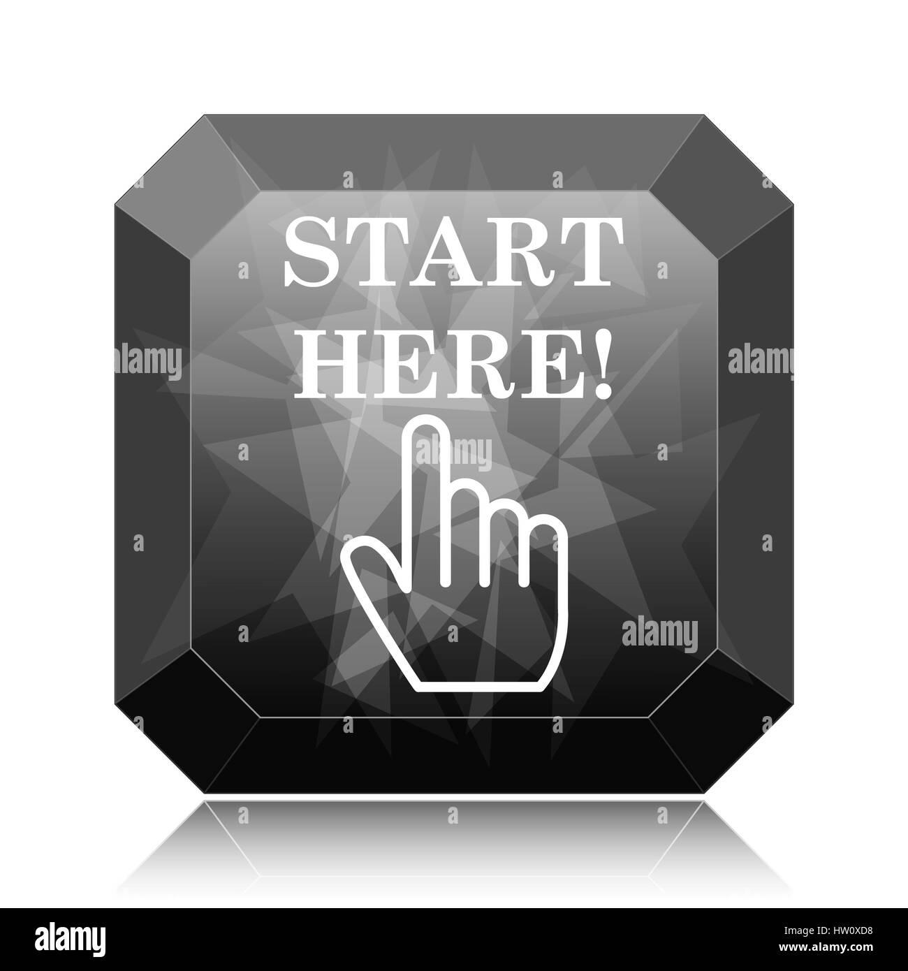 Start here icon, black website button on white background Stock Photo ...
