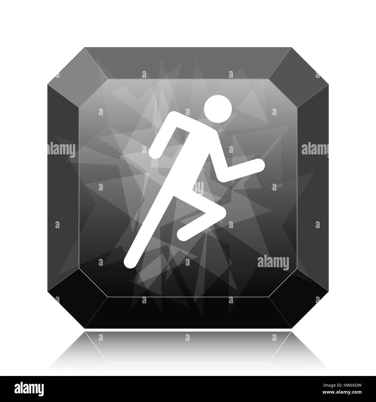 Running man icon, black website button on white background Stock Photo ...