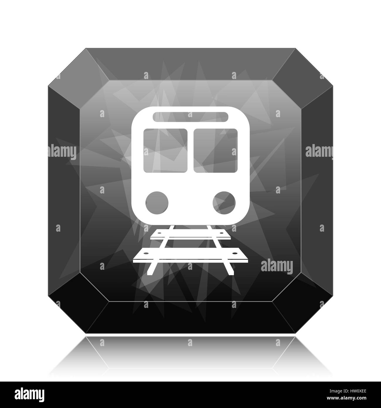Train icon, black website button on white background Stock Photo - Alamy