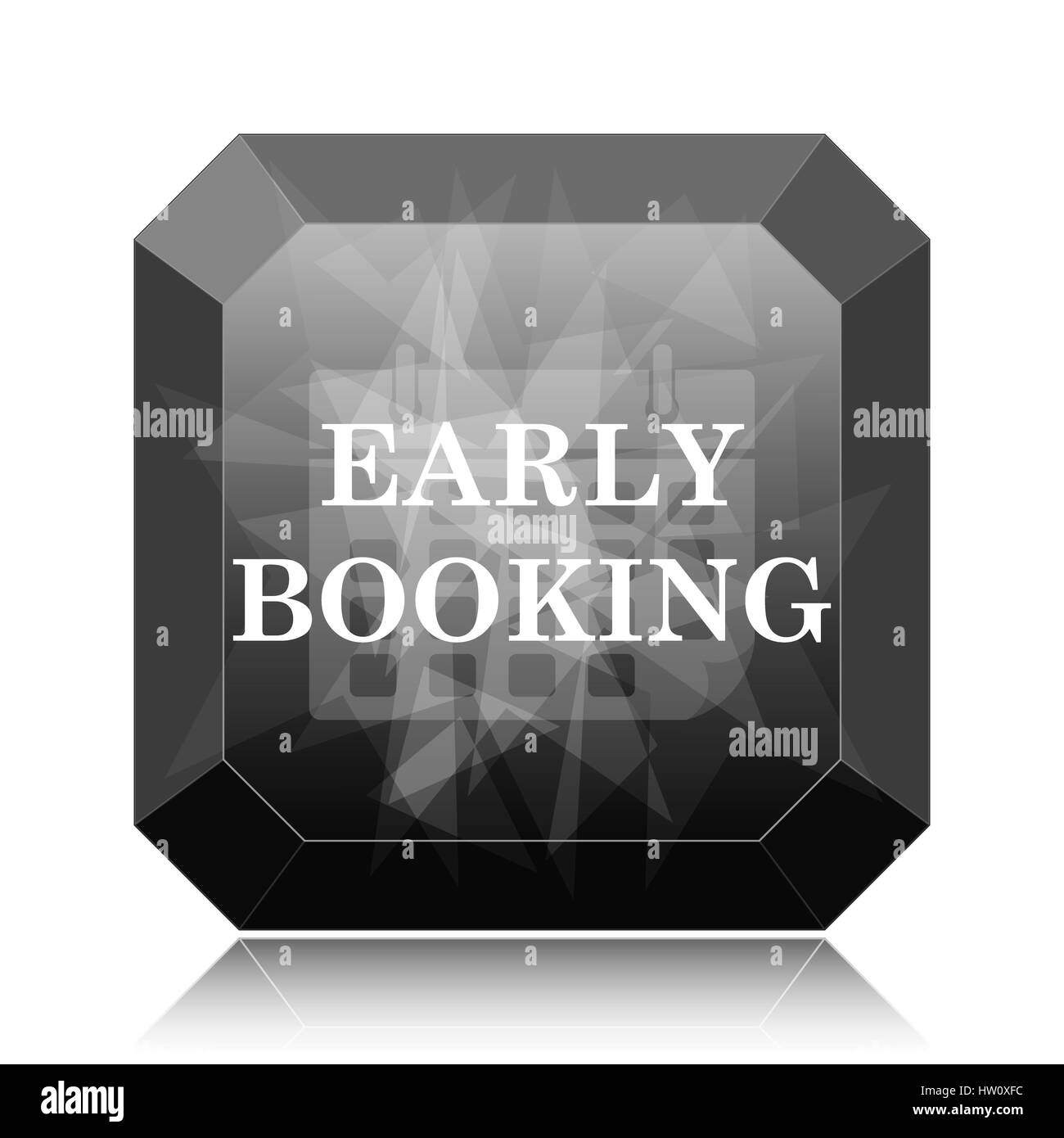 Early booking icon, black website button on white background Stock ...