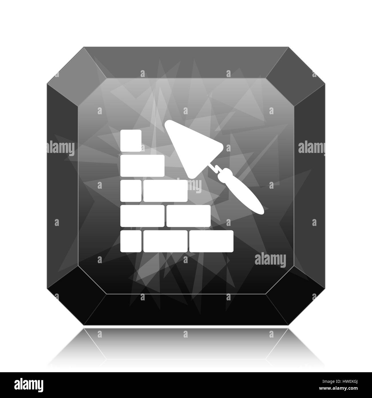 Building wall icon, black website button on white background Stock ...