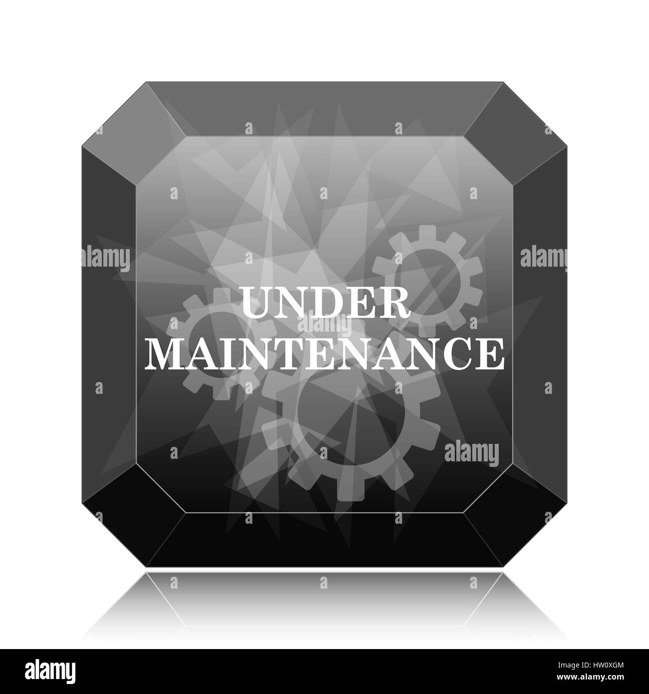 Under maintenance icon, black website button on white background Stock ...
