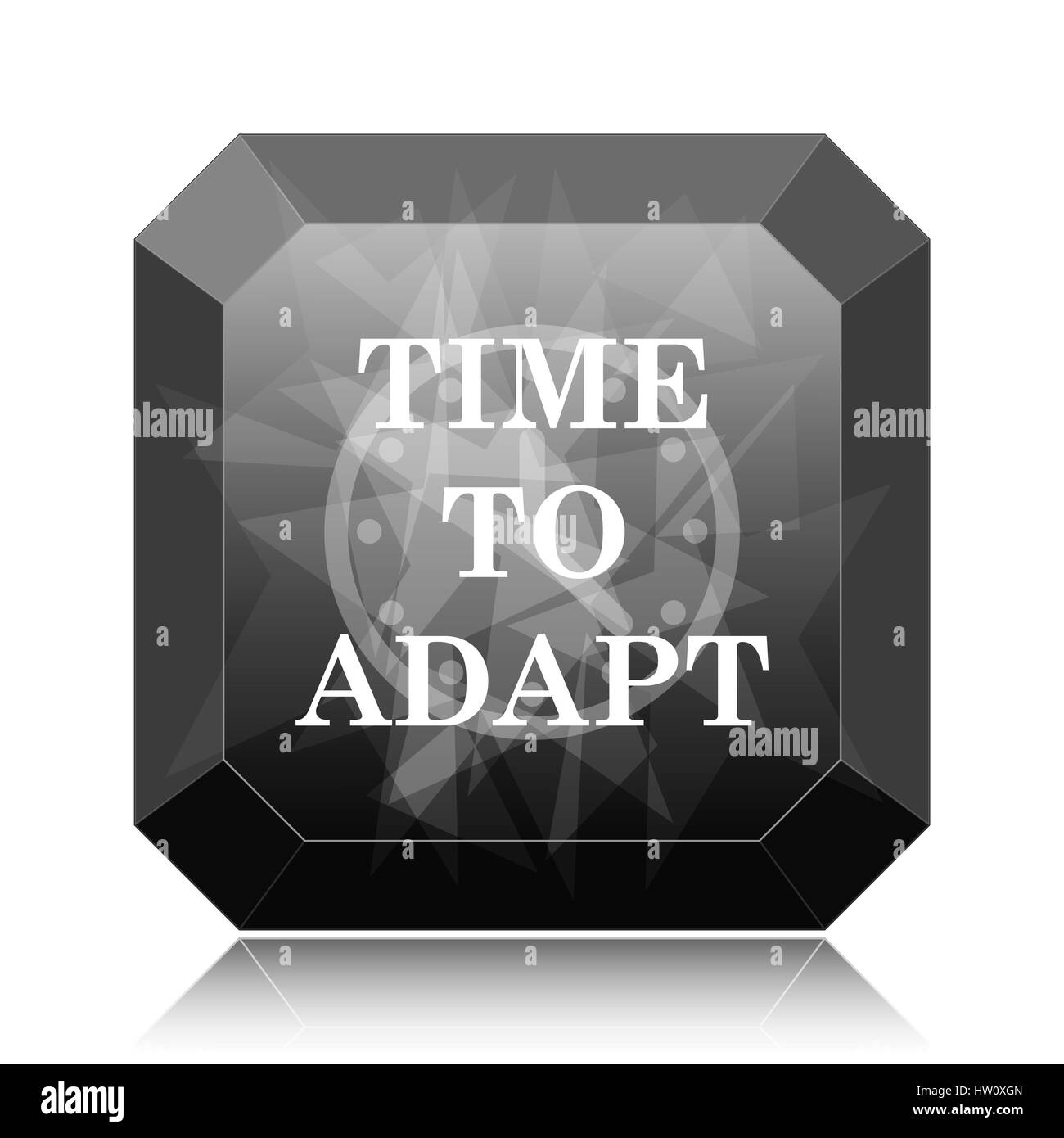 Time to adapt icon, black website button on white background Stock ...