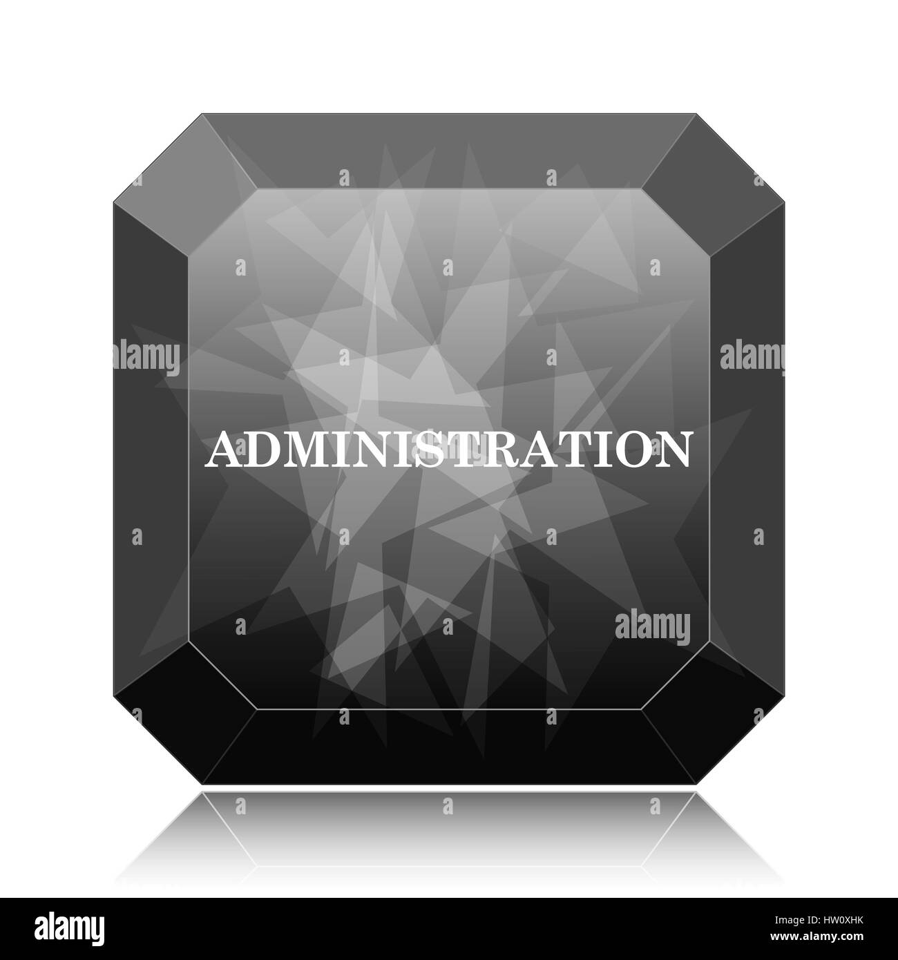 Administration icon, black website button on white background Stock ...